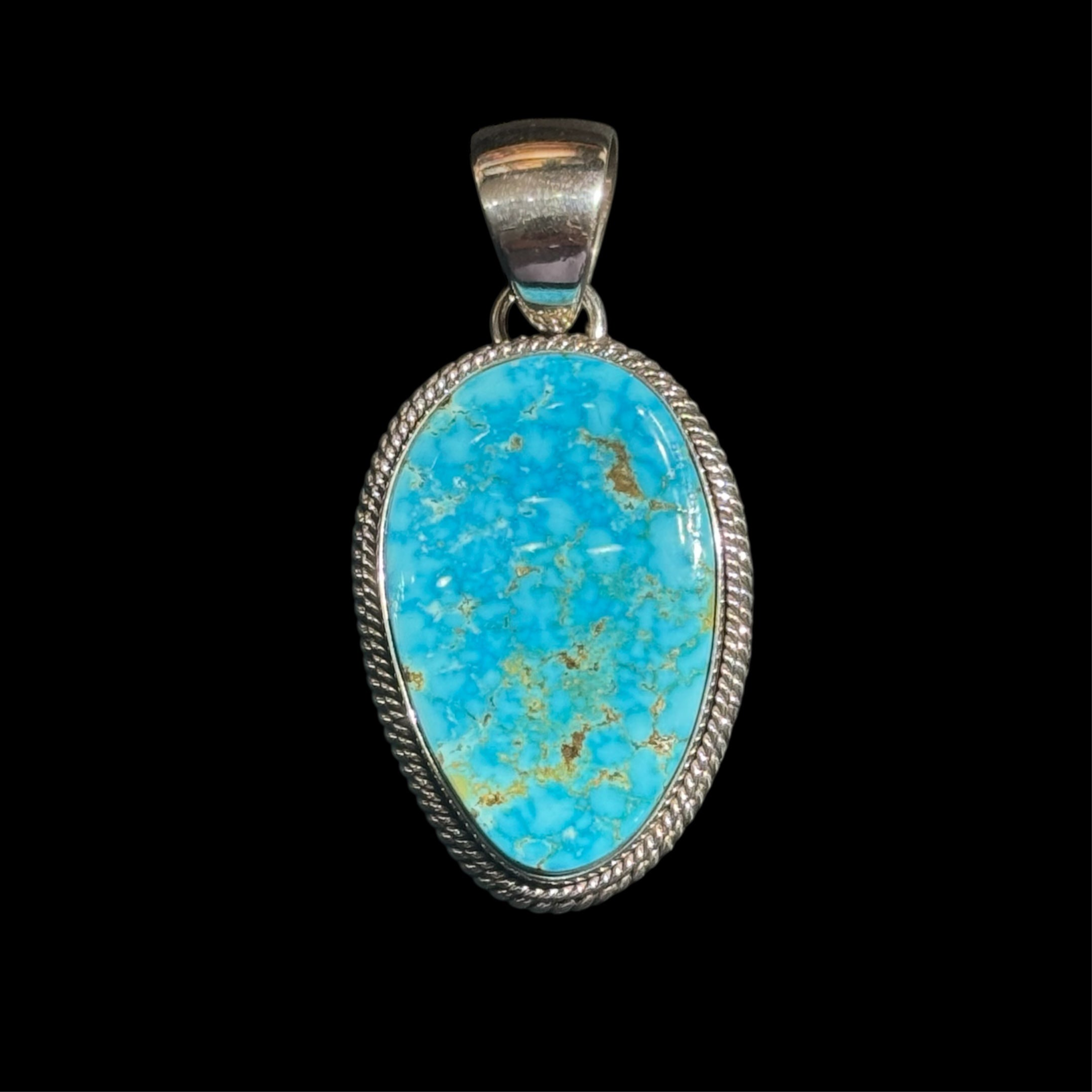 Kingman Turquoise Pendant by Artie Yellowhorse – Electric Buffalo Gallery